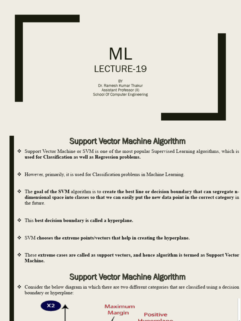 ML_Lec-19 | PDF | Support Vector Machine | Machine Learning