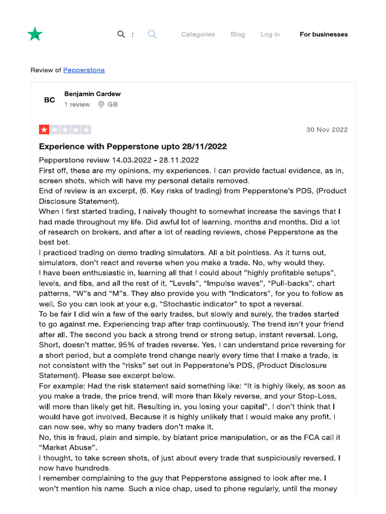 Trustpilot Pepperstone Review 30.11.2022 | PDF