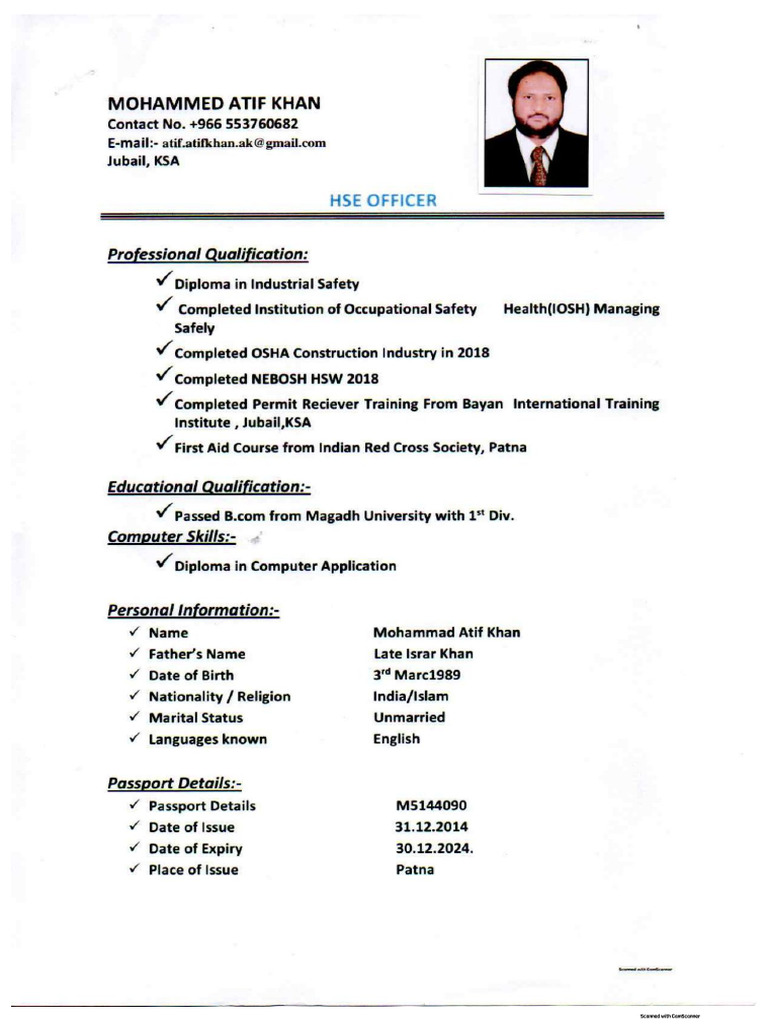 Atif Khan CV Updated 2024 | PDF