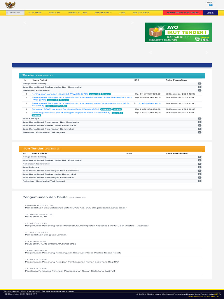 LPSE Kabupaten Buru - Home | PDF