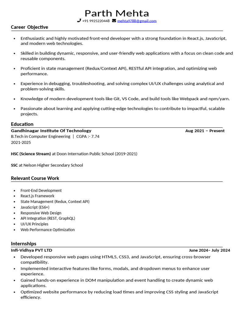 Jvs Resume Template | PDF | Websites | Java Script