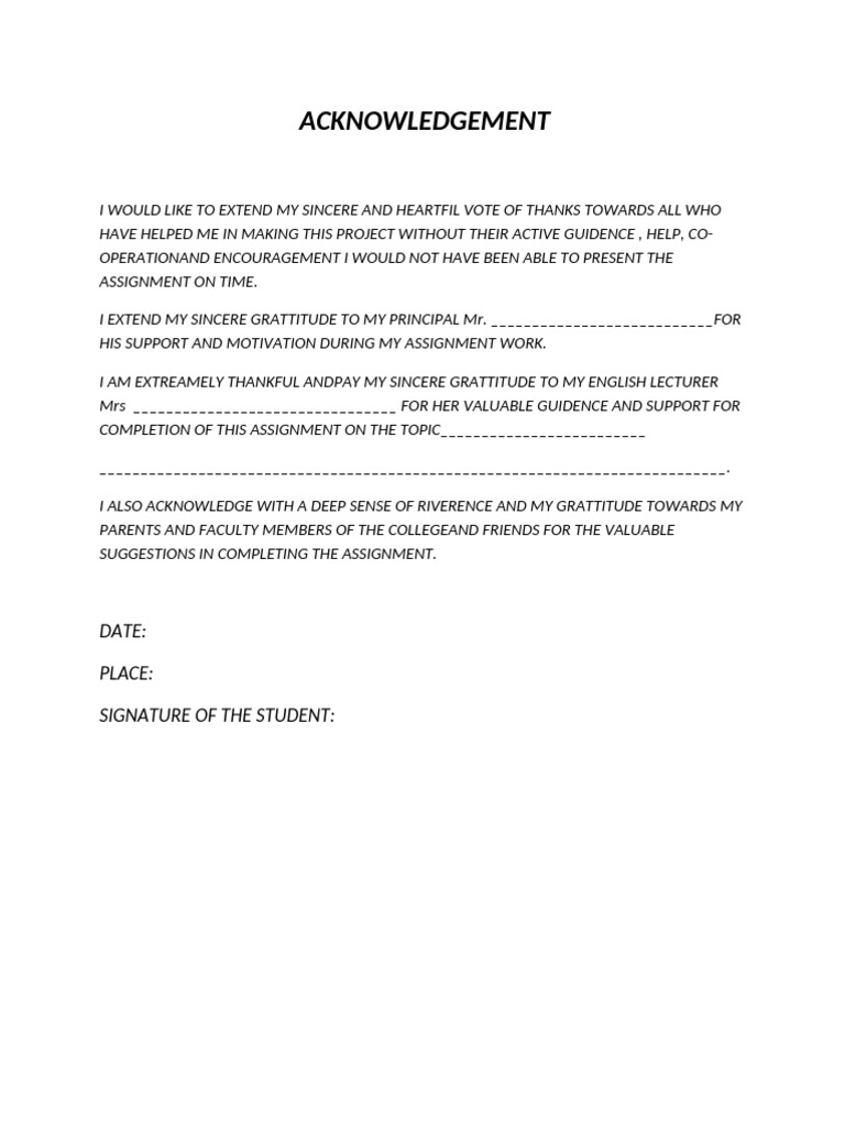 Acknowledgement Eng Sp | PDF