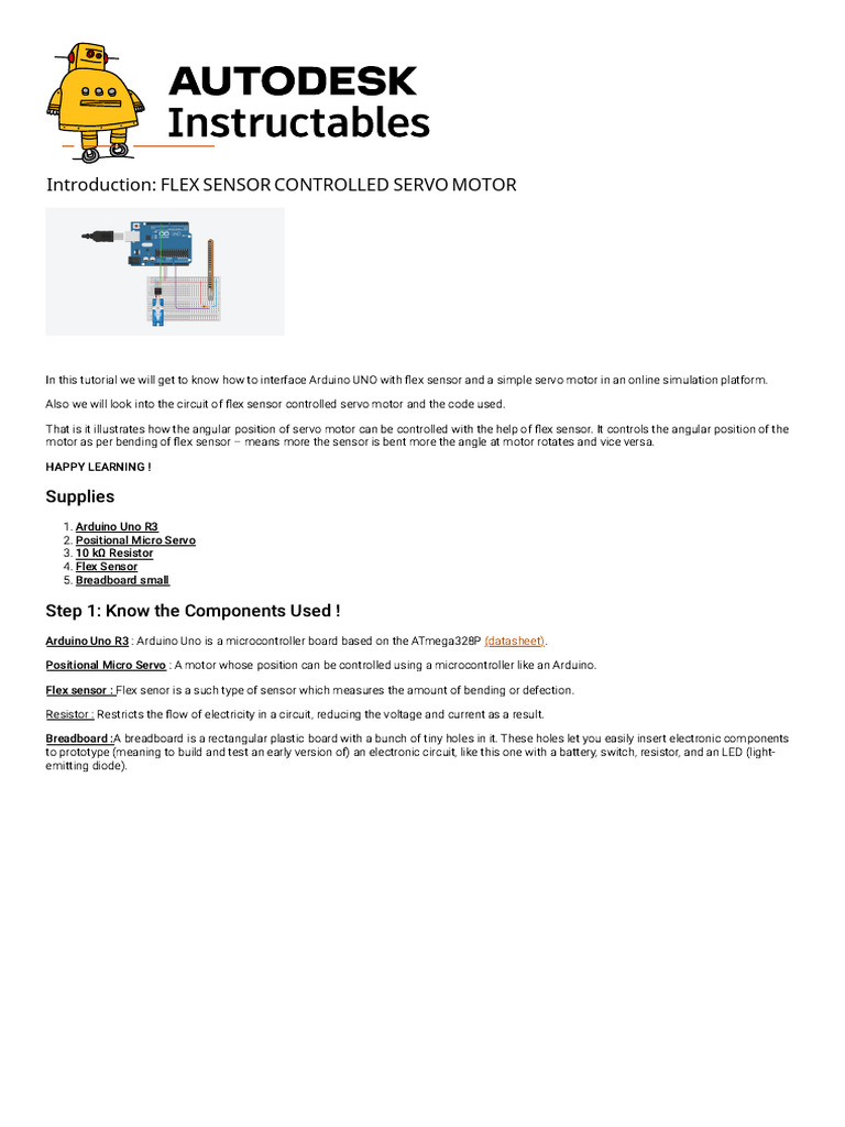 Lab 6 FLEX SENSOR CONTROLLED SERVO MOTOR | PDF | Electrical Network | Arduino