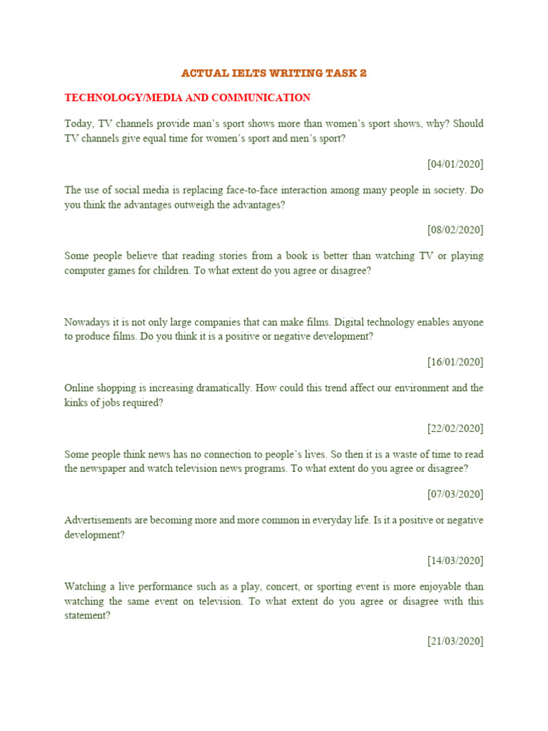 Collection Ielts Writing Task 2 | PDF | News | Advertising