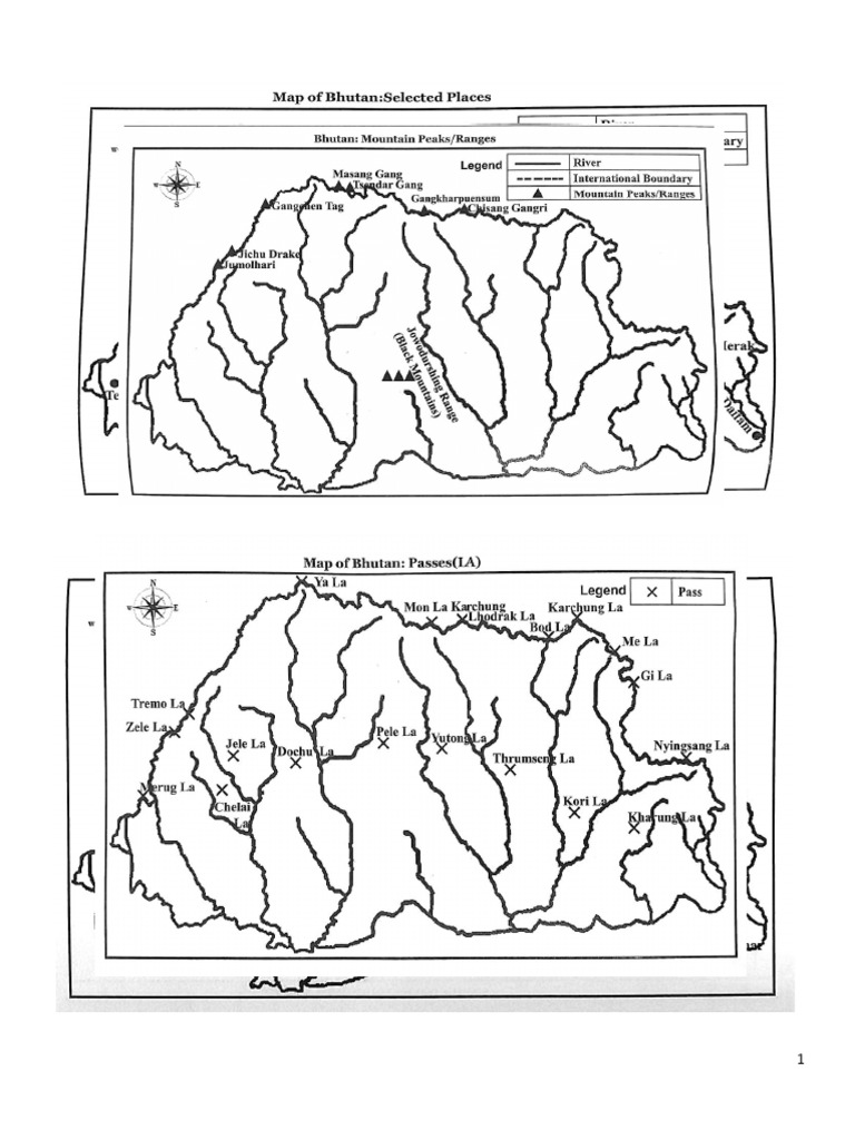 Bhutan - Asia Map Work Class 8-2023 | PDF