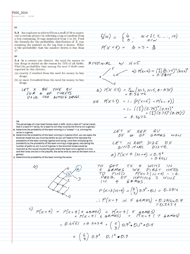 CHE223 - 2024 - PS05 - Solutions | PDF