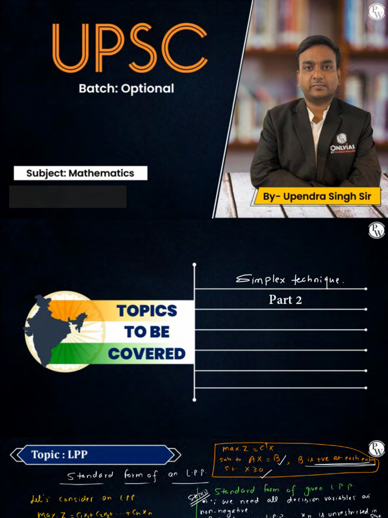 Mathematics Simplex Method Part 2 Class Notes Pdf Pdf