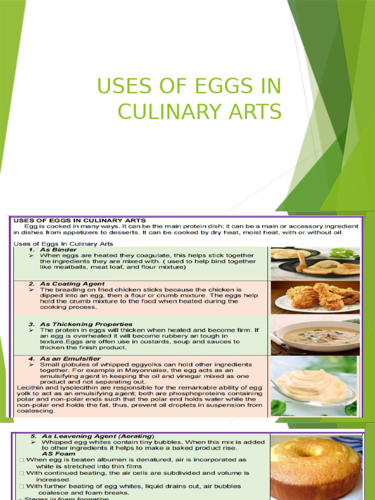 Uses of Eggs in Culinary Arts | PDF