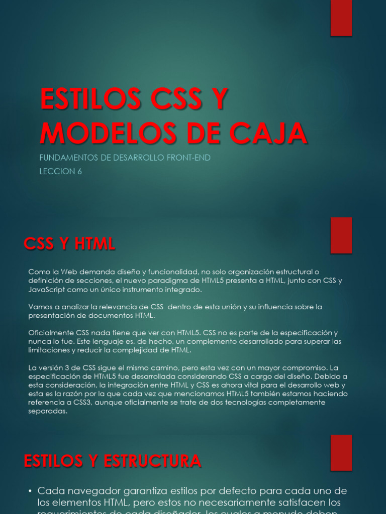 Fundamentos de CSS y Modelos de Caja | PDF | HTML | Desarrollo de software