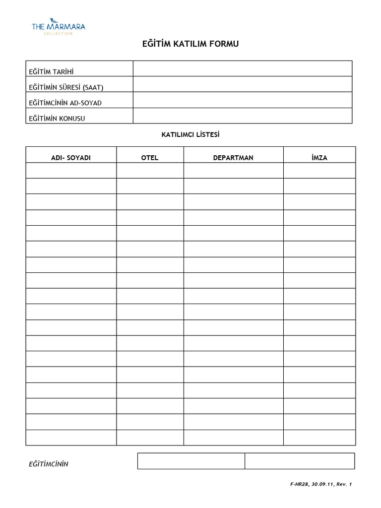 Eğitim Katılım Formu | PDF