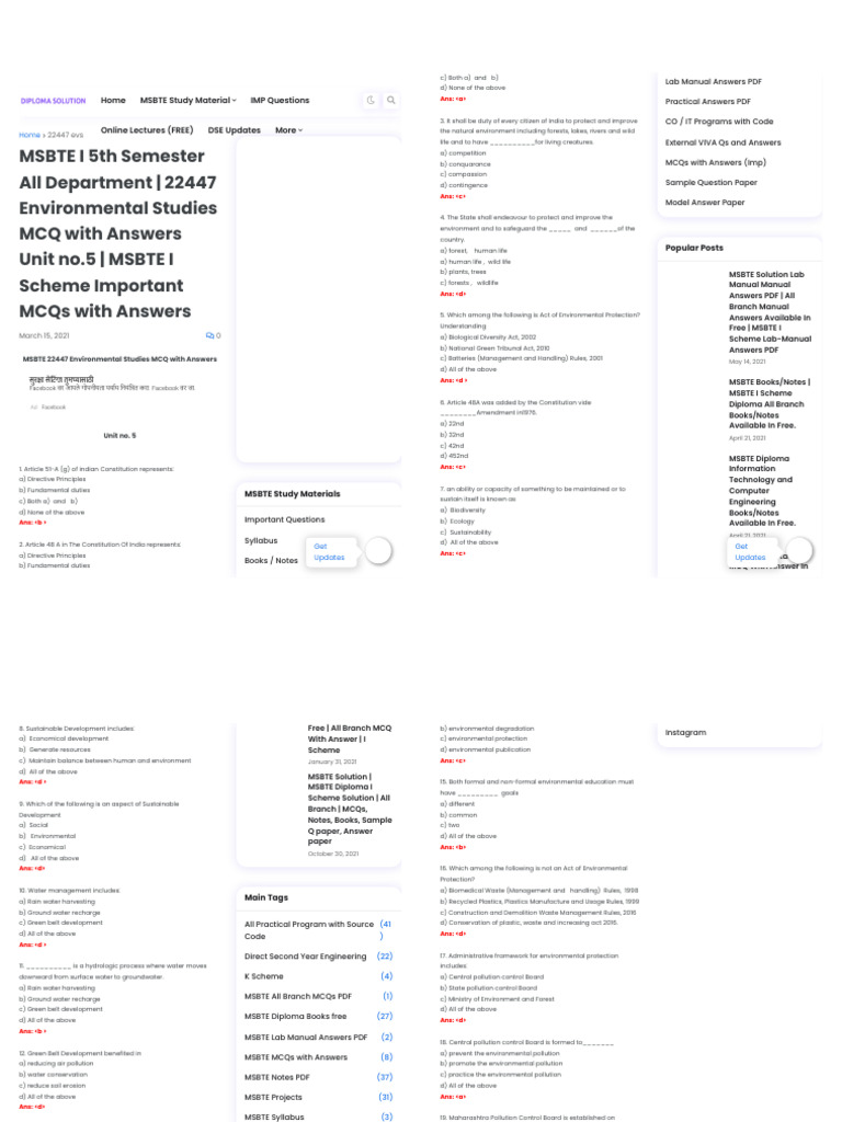 Est Mcqs Unit5 | PDF | Groundwater | Sustainability