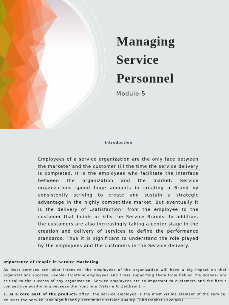 Module-5 PPT Managing Service Personnel | PDF | Employment | Business ...