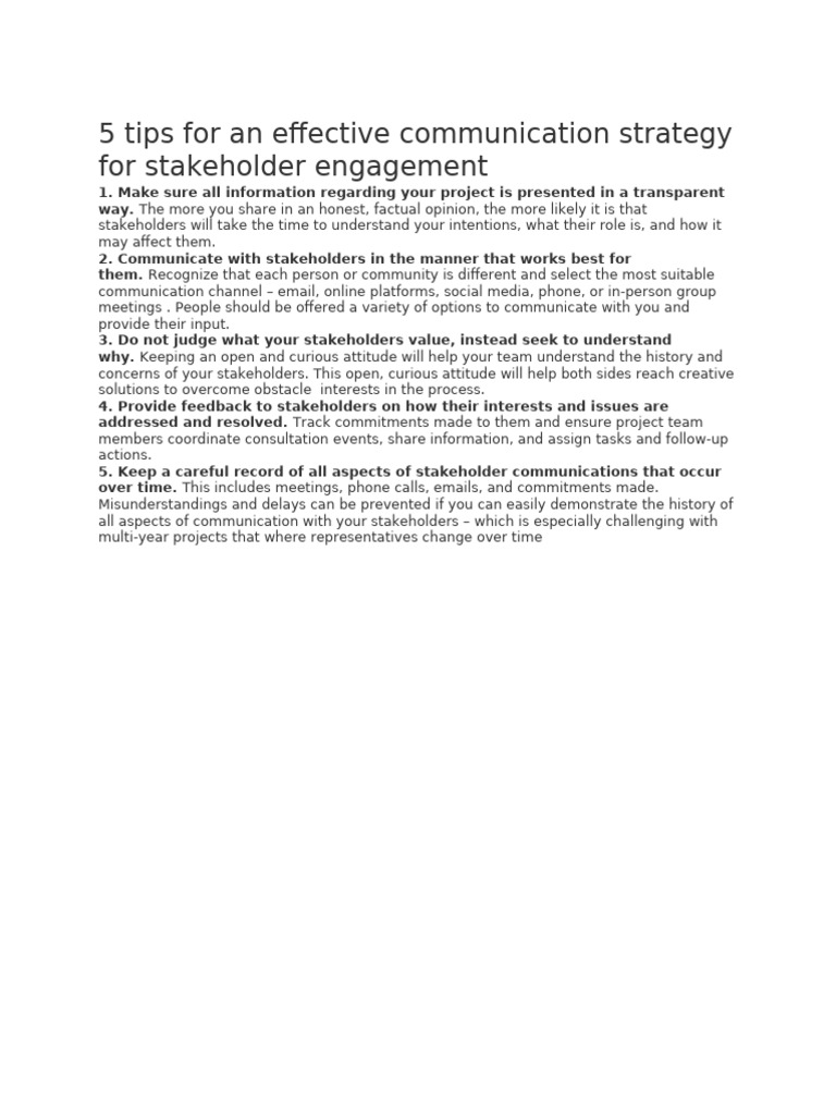 5 Tips For An Effective Communication Strategy For Stakeholder ...