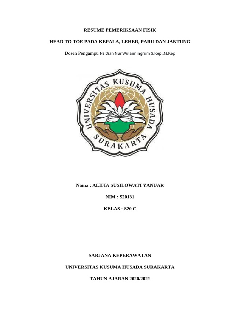 S20131 - Alifia Susilowati Yanur - S20C (Pemeriksaan Fisik) KD Ii | PDF