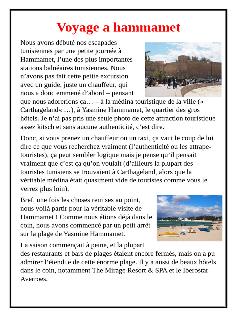Découverte authentique de Hammamet | PDF