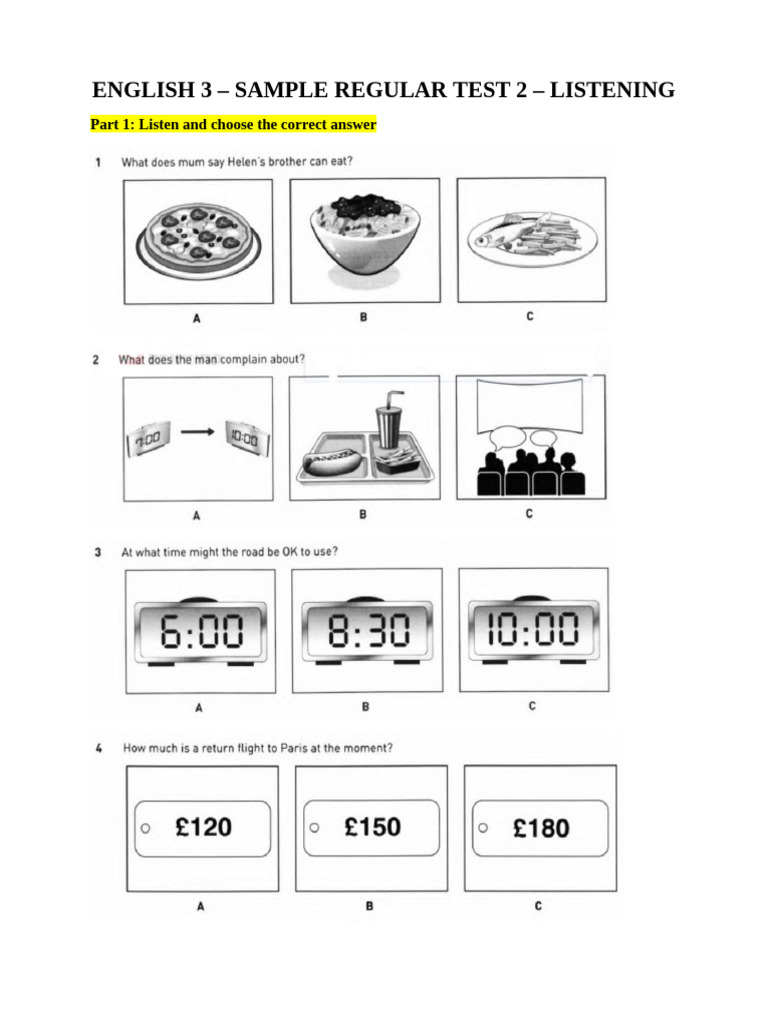 English Listening Test Sample | PDF