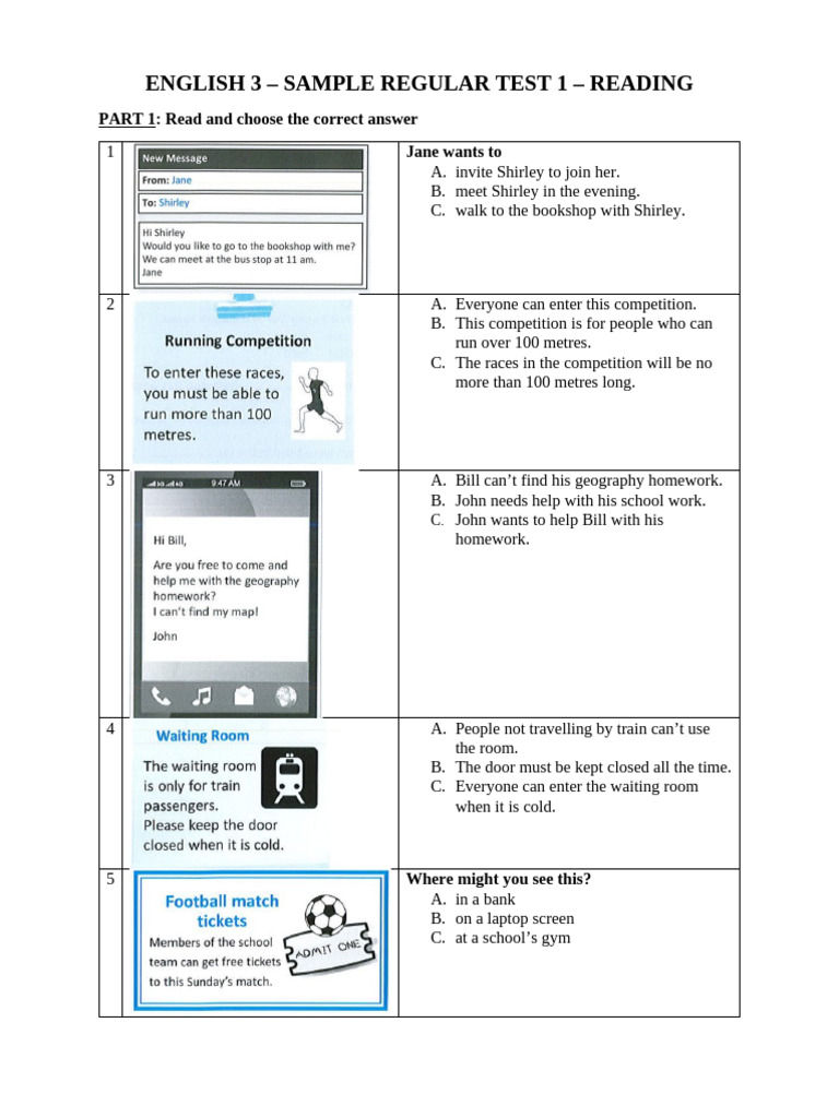 Sample Reading Test Av3 | PDF | Menu | Healthy Diet