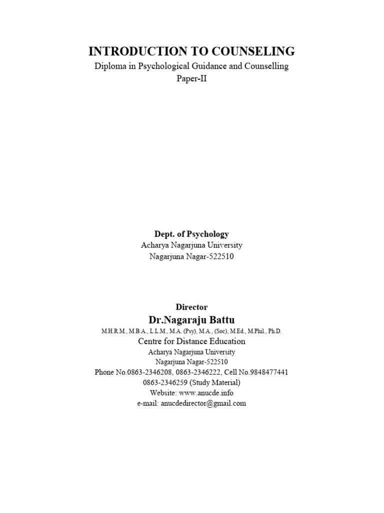Introduction to Counseling Concepts | PDF | Psychotherapy ...