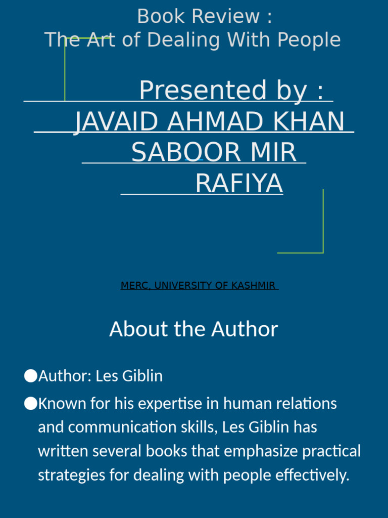 The Art of Dealing With People Review Updated | PDF | Communication ...