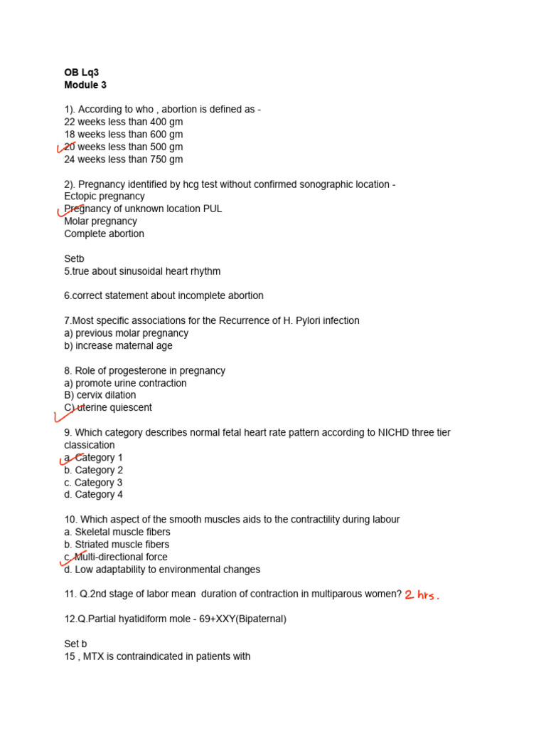 OB Lq3 _241204_235913 | PDF | Pregnancy | Childbirth