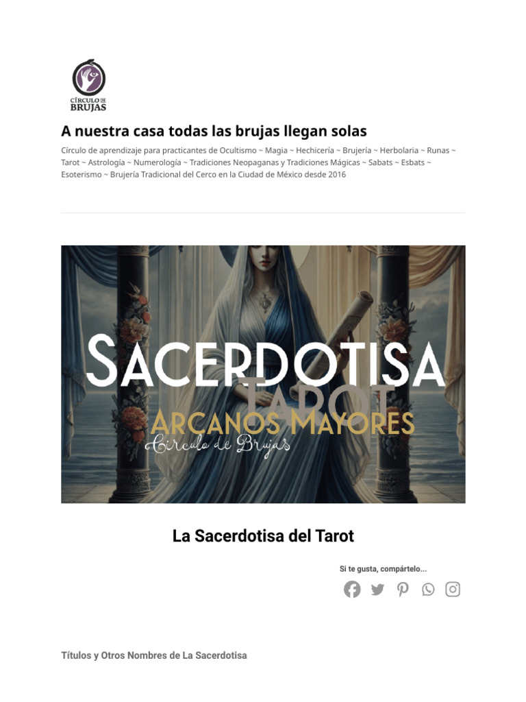 La Sacerdotisa del Tarot – A nuestra casa todas las brujas llegan solas | PDF | Tarot