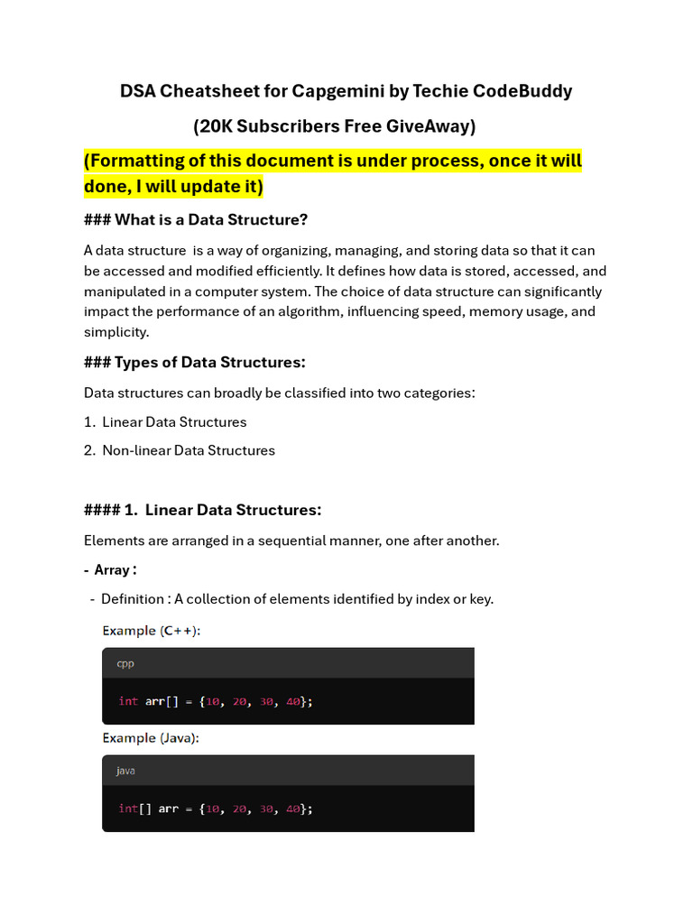 DSA Cheatsheet Capgemini | PDF | Algorithms | Queue (Abstract Data Type)