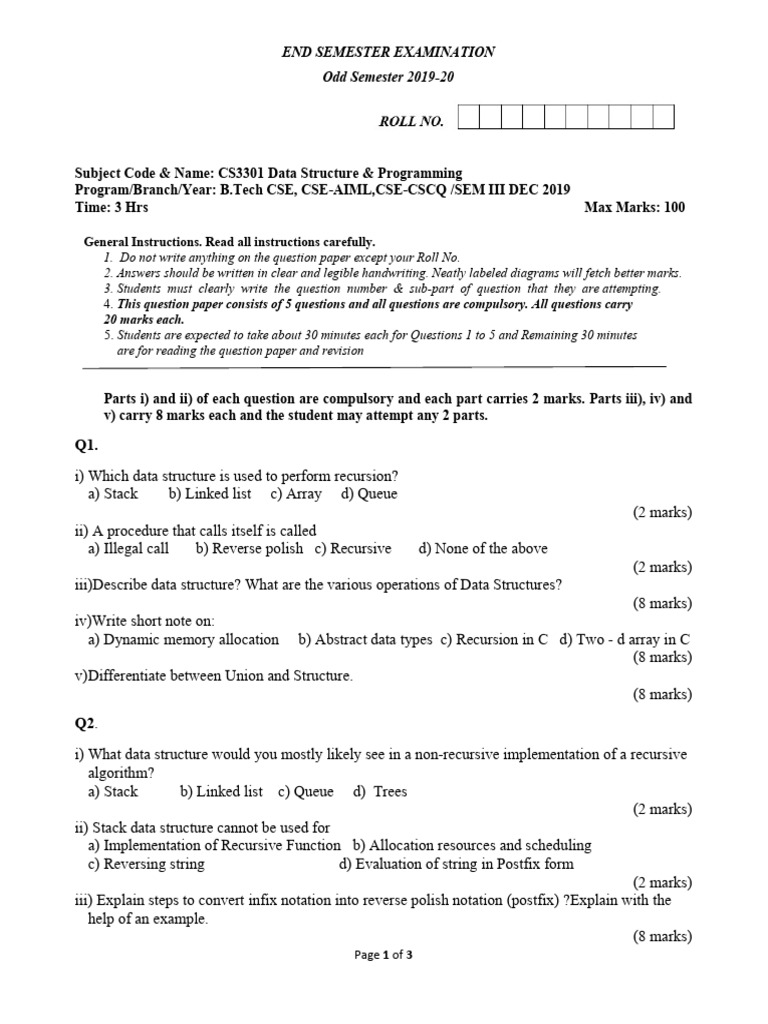 1616149724CSE - 2yr - 2018-22 - Data Structure and Programming | PDF ...