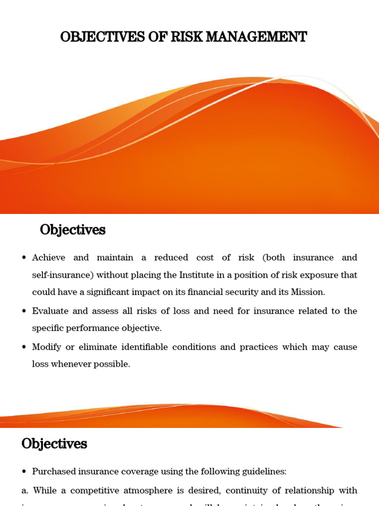 Unit IV - Objectives of Risk Management | PDF | Risk | Risk Management
