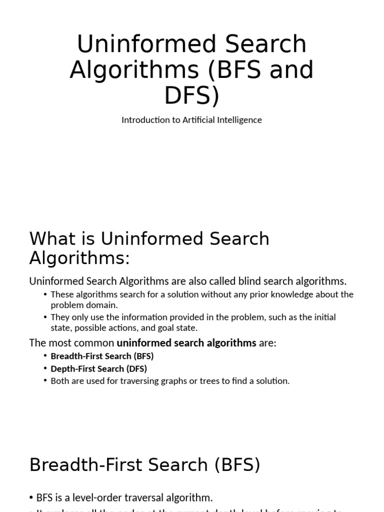 B36e99uninformed Search Algorithms Bfs And Dfs Pdf Mathematical
