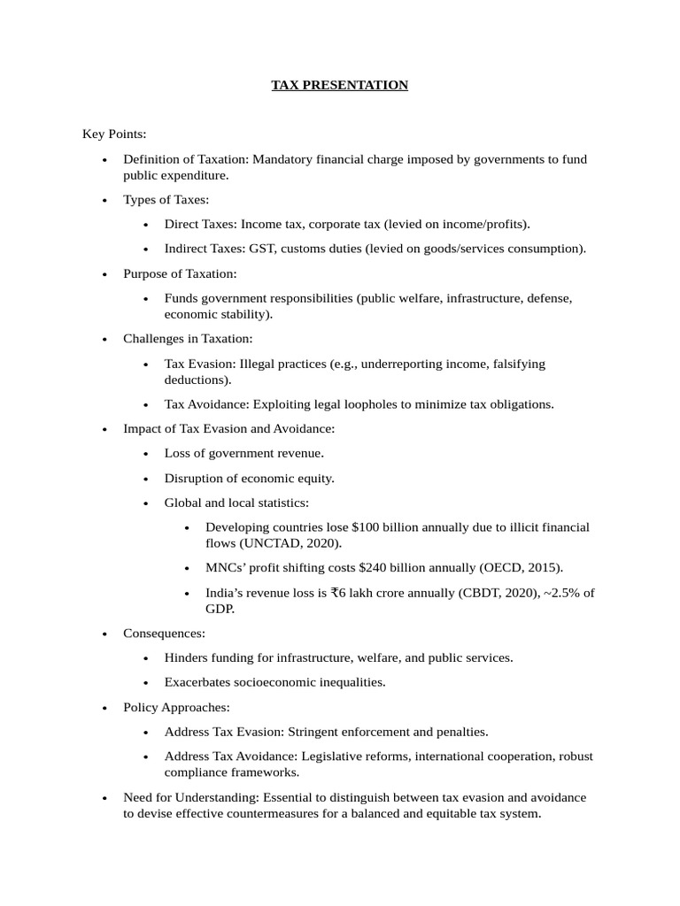 TAX PRESENTATION | PDF | Taxes | Tax Evasion