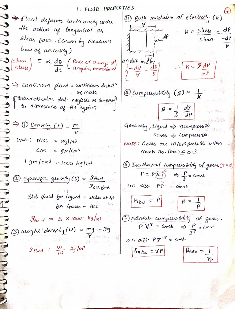Fluid Mechanics Short Notes | PDF