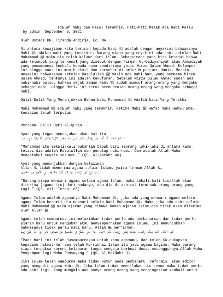 Nabi Muhammad: Penutup Para Nabi | PDF