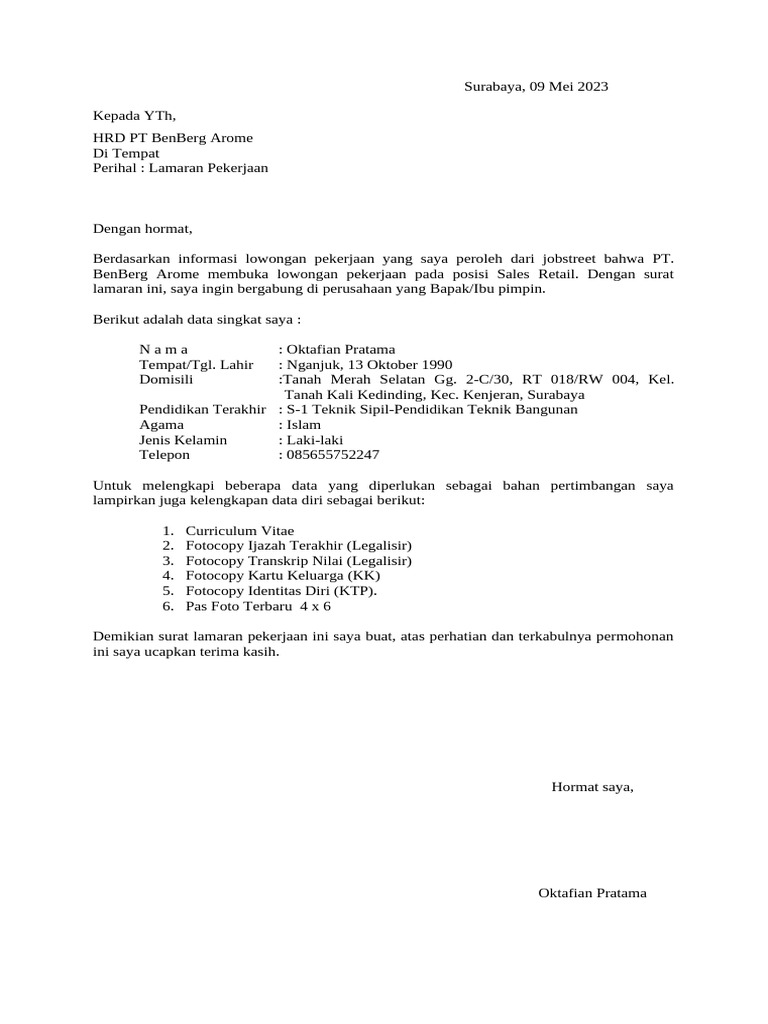 Oktafian Pratama Benberg Arome | PDF