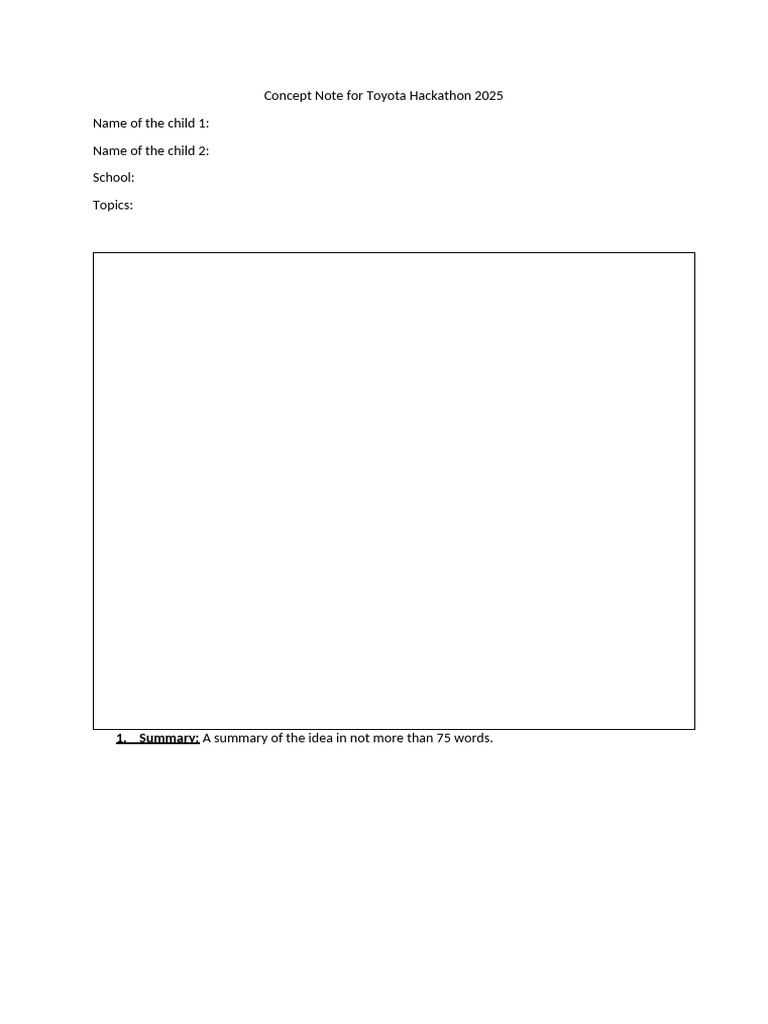 Concept Note For Toyota Hackathon 2025 | PDF