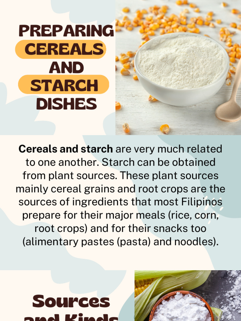 Preparing Cereals and Starch Dishes | PDF | Starch | Cereals