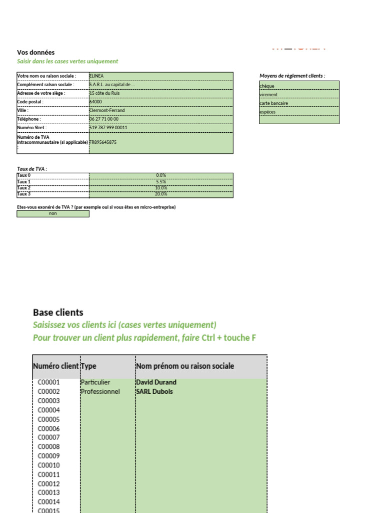 Facturier Outil de Facturation Excel Gratuit2 | PDF