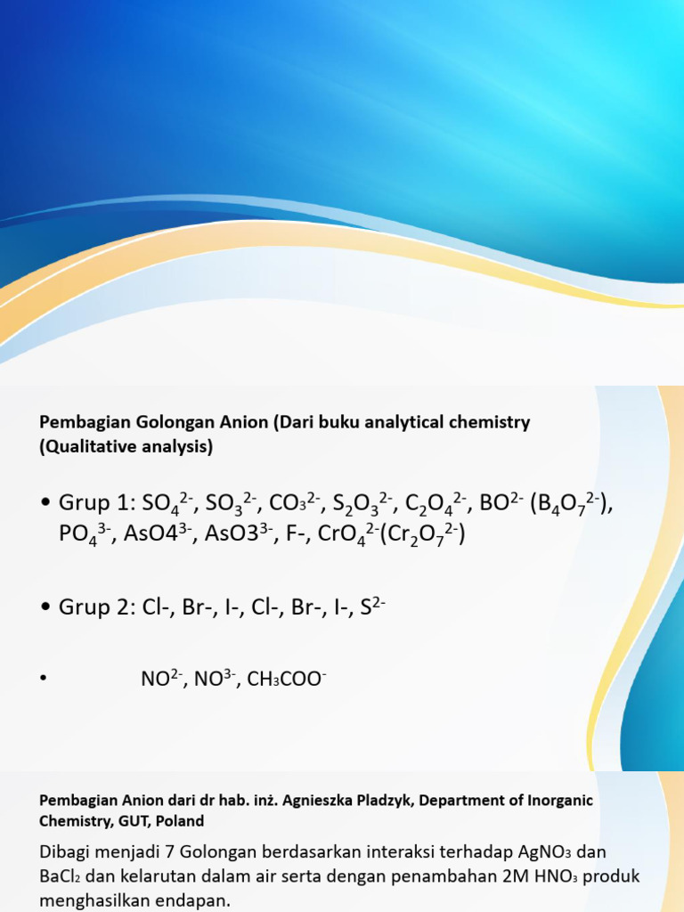 Pembagian dan Uji Anion dalam Kimia | PDF