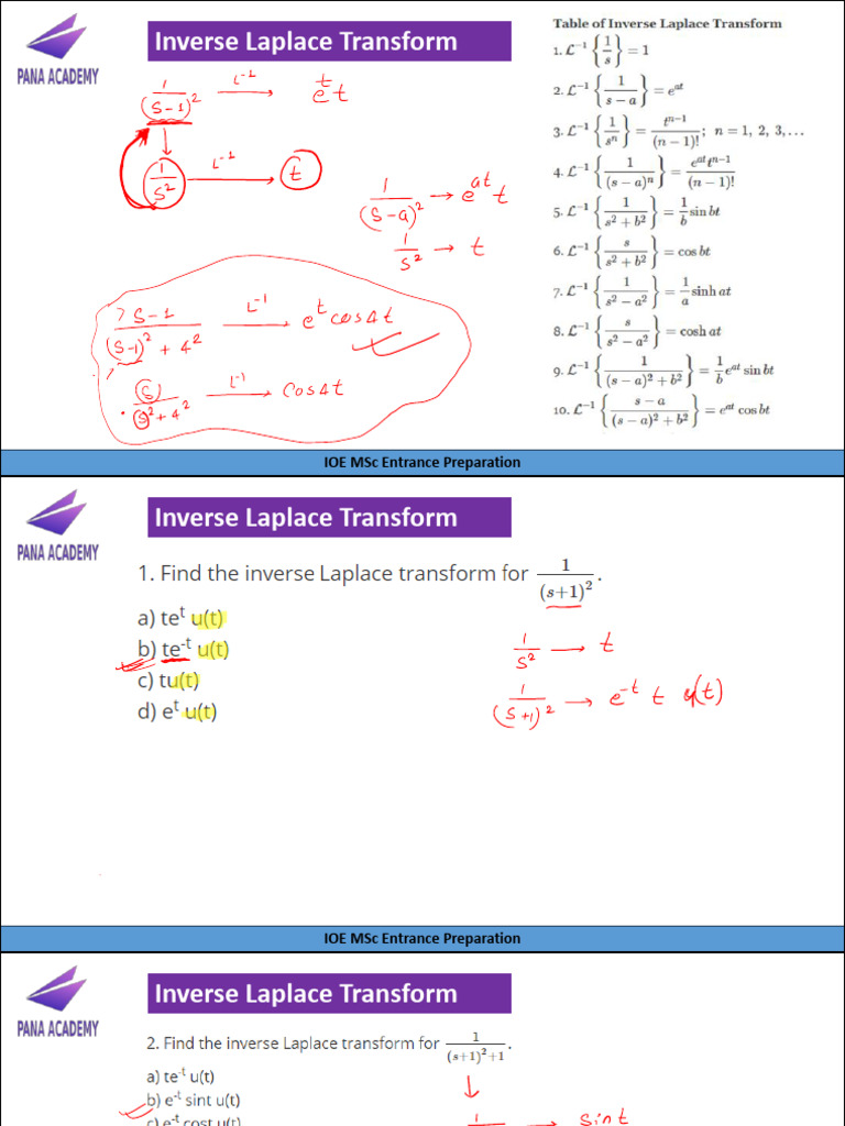 Inverse Laplace Transform Annoted 2 | PDF