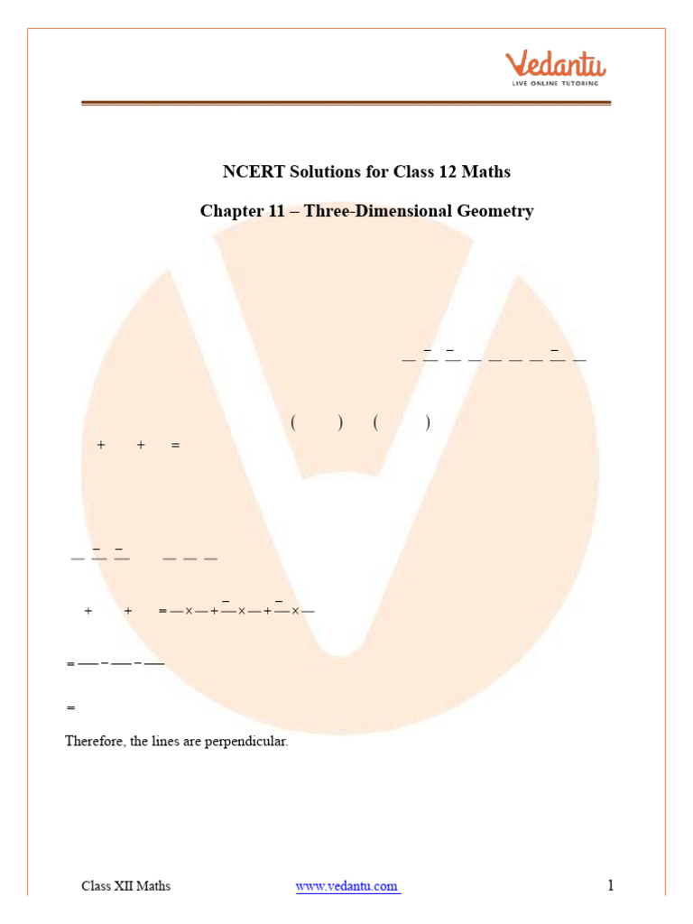 NCERT Solutions Maths Exercise 11.2 Class 12 Chapter 11 - Three Dimensional Geometry PDF | PDF ...