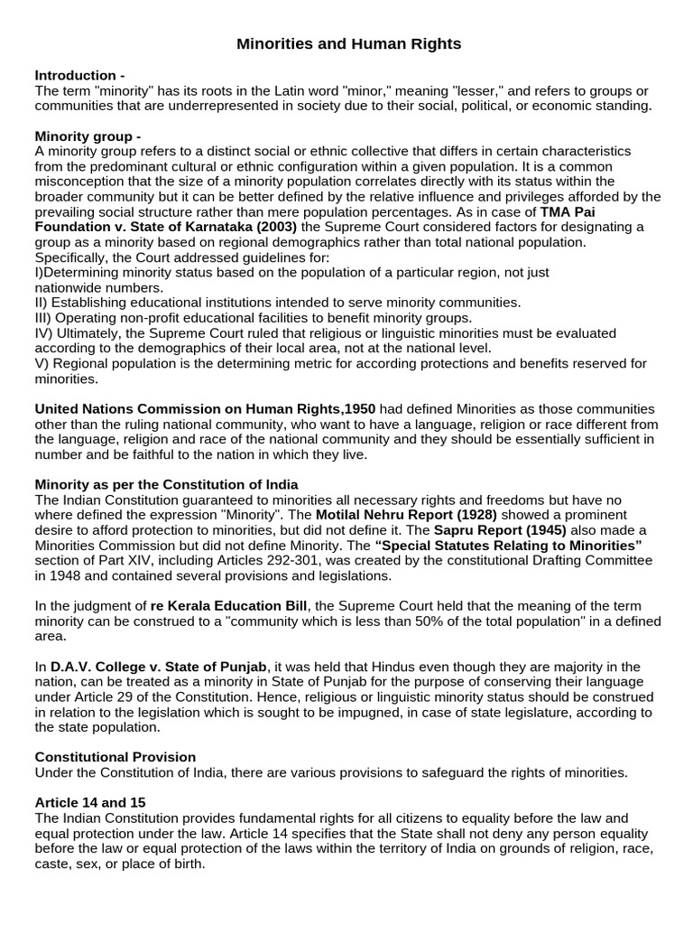 Minorities' Rights and Legal Protections | PDF | Indigenous Peoples ...