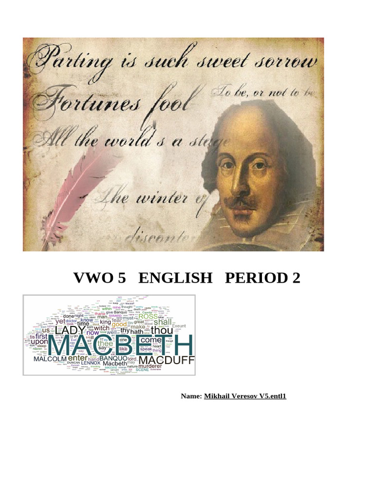 Shakespeare Study Guide: VWO 5 Period 2 | PDF | Macbeth