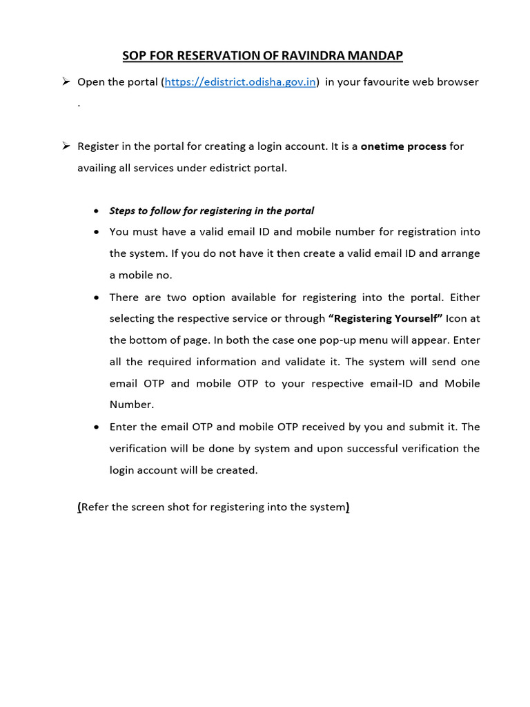 Ravindra Mandap Reservation SOP | PDF | Computing | Software