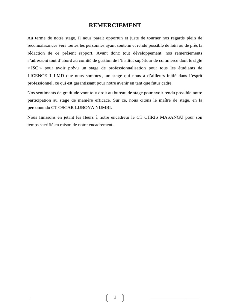 Remerciements et présentation de l'ISC | PDF | Business | Comptabilité