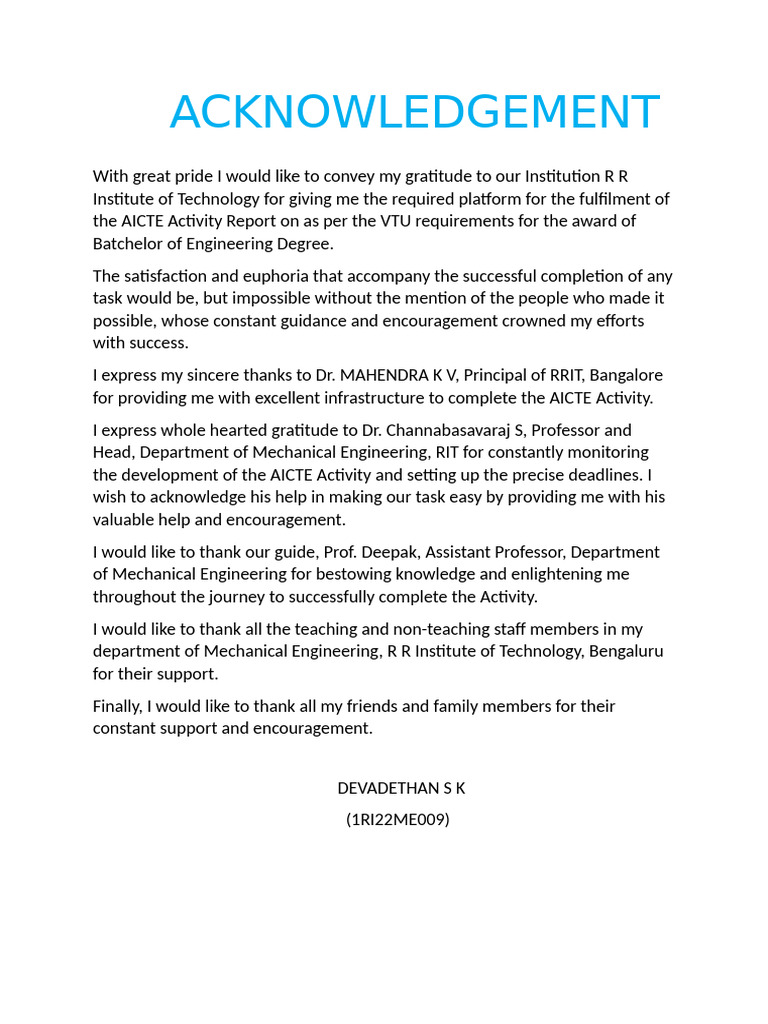 Acknowledgement | PDF