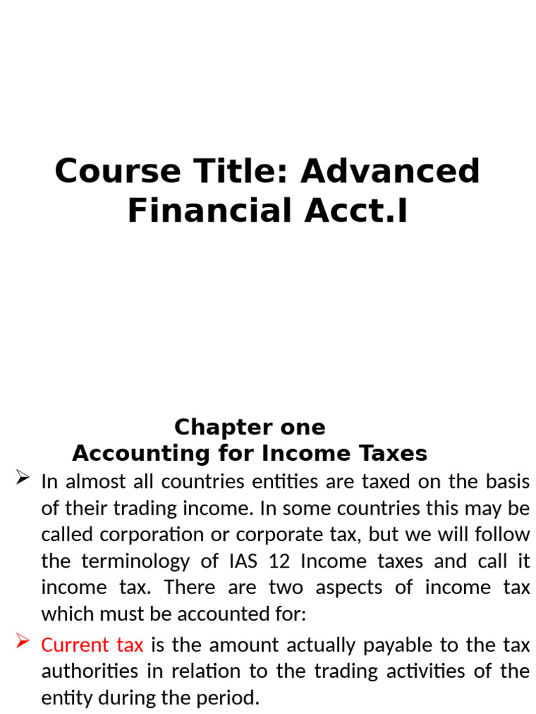 Advanced Financial Acct-I Chap 1-6 | PDF | Fair Value | Deferred Tax