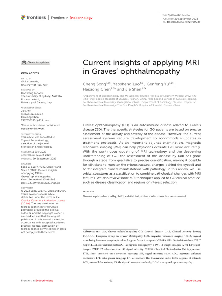 Current insights of applying MRI in Graves’ ophthalmopathy | PDF ...