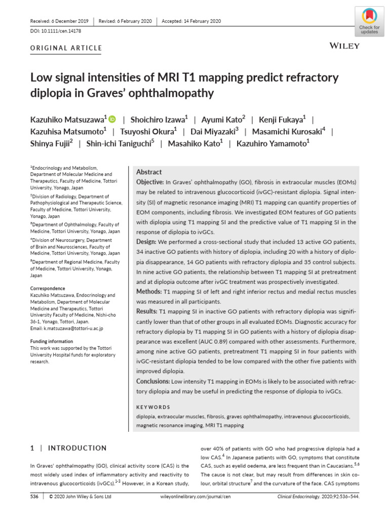 Low Signal Intensities of MRI T1 Mapping Predict Refractory | PDF | Magnetic Resonance Imaging ...