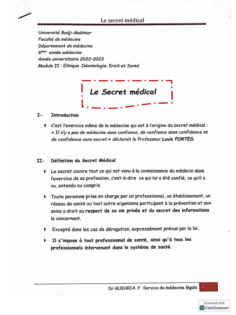 (C22) Le Secret Médical | PDF