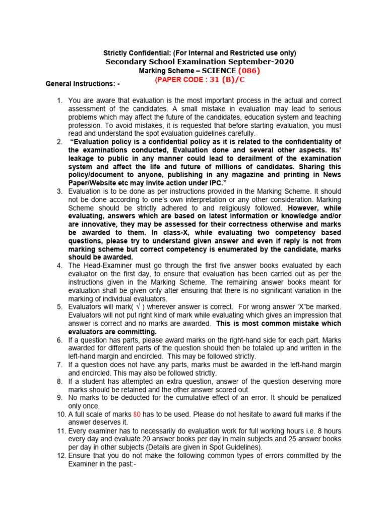 Science (086) Set 31 B C Marking Scheme Comptt 2020 | PDF | Atrium ...