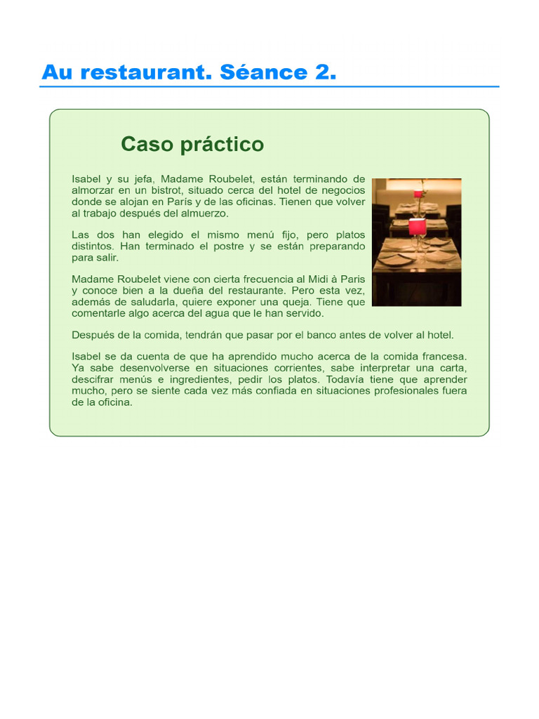 Au_restaurant._Séance_2. | PDF